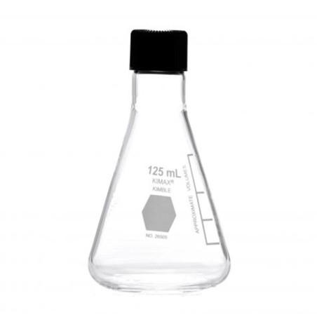 MATRAZ ERLENMEYER 125ML CON TAPA ROSCA FENOLICA